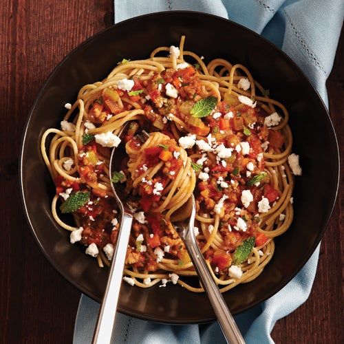 Lamb Bolognese Recipe with Feta & Mint | Clean Eating