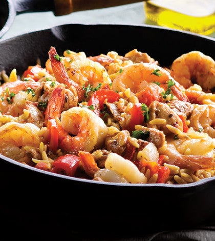 Chicken & Shrimp Orzo Paella Recipe