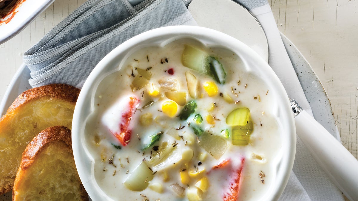 Creamy Autumn Chowder with Garlic Crostini