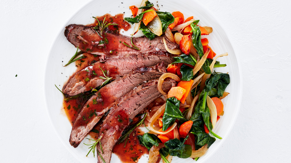 Red Wine Steak with Caramelized Vegetables - Clean Eating