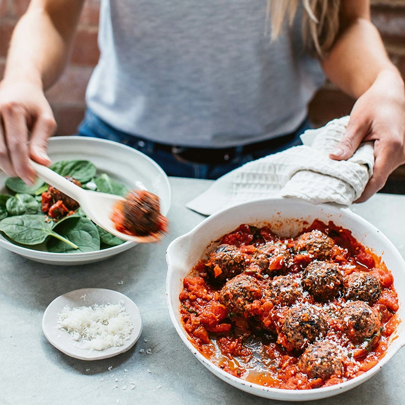 Meatless Meatballs in a Rich Tomato Sauce - Clean Eating